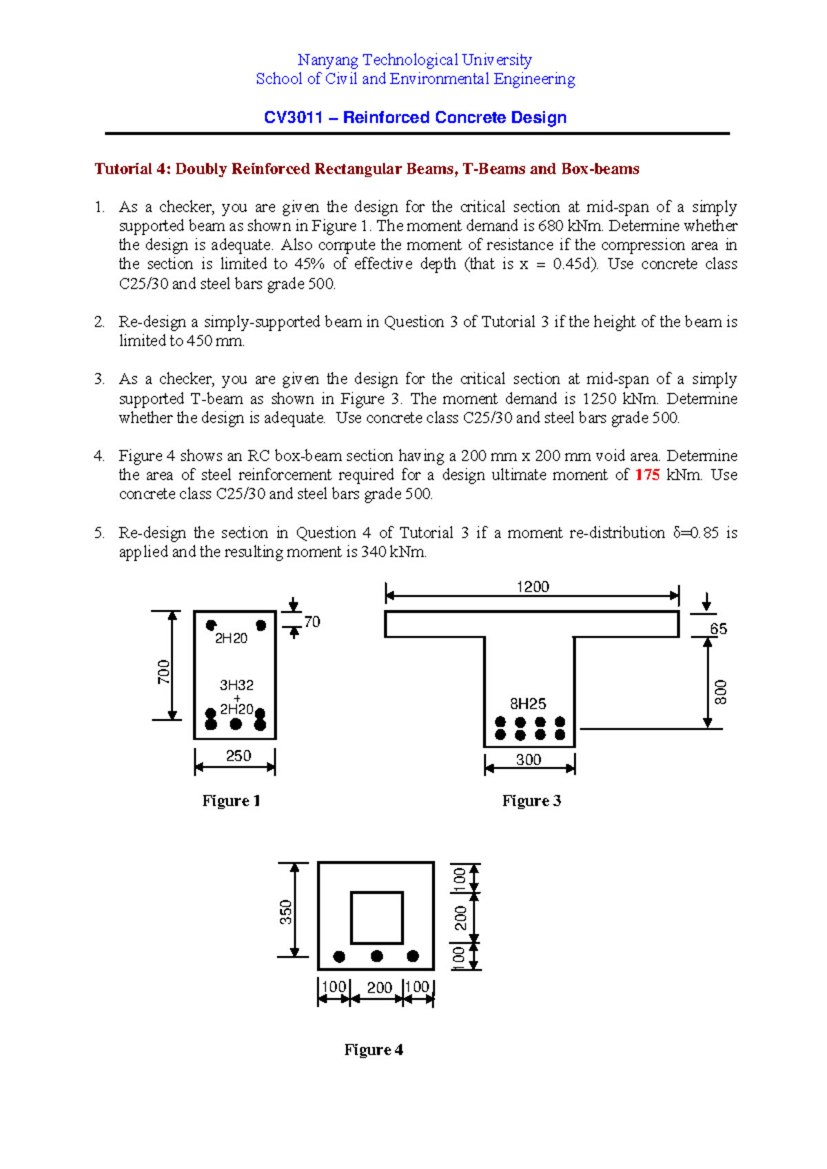 CV3011 Tutorial 04: Doubly Reinforced Beam Design Analysis - Studocu