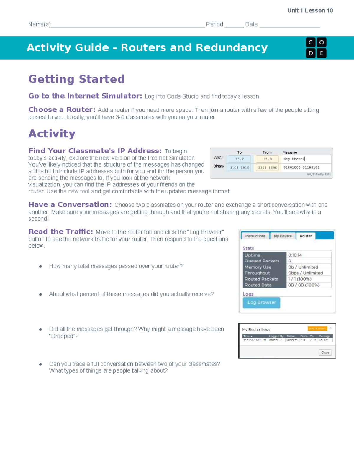 U1 L10 Activity Guide: Exploring Routers & Redundancy - Studocu