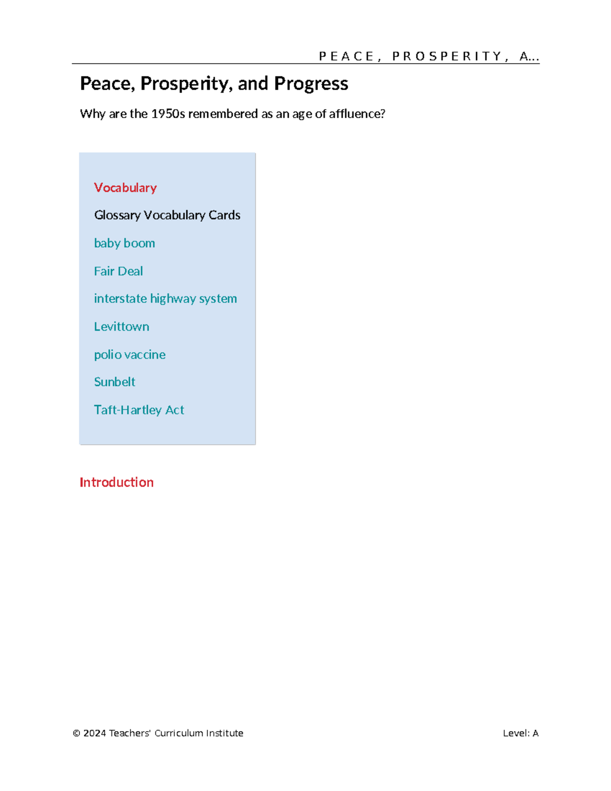 Peace, Prosperity, and Progress: Examining 1950s American Society ...