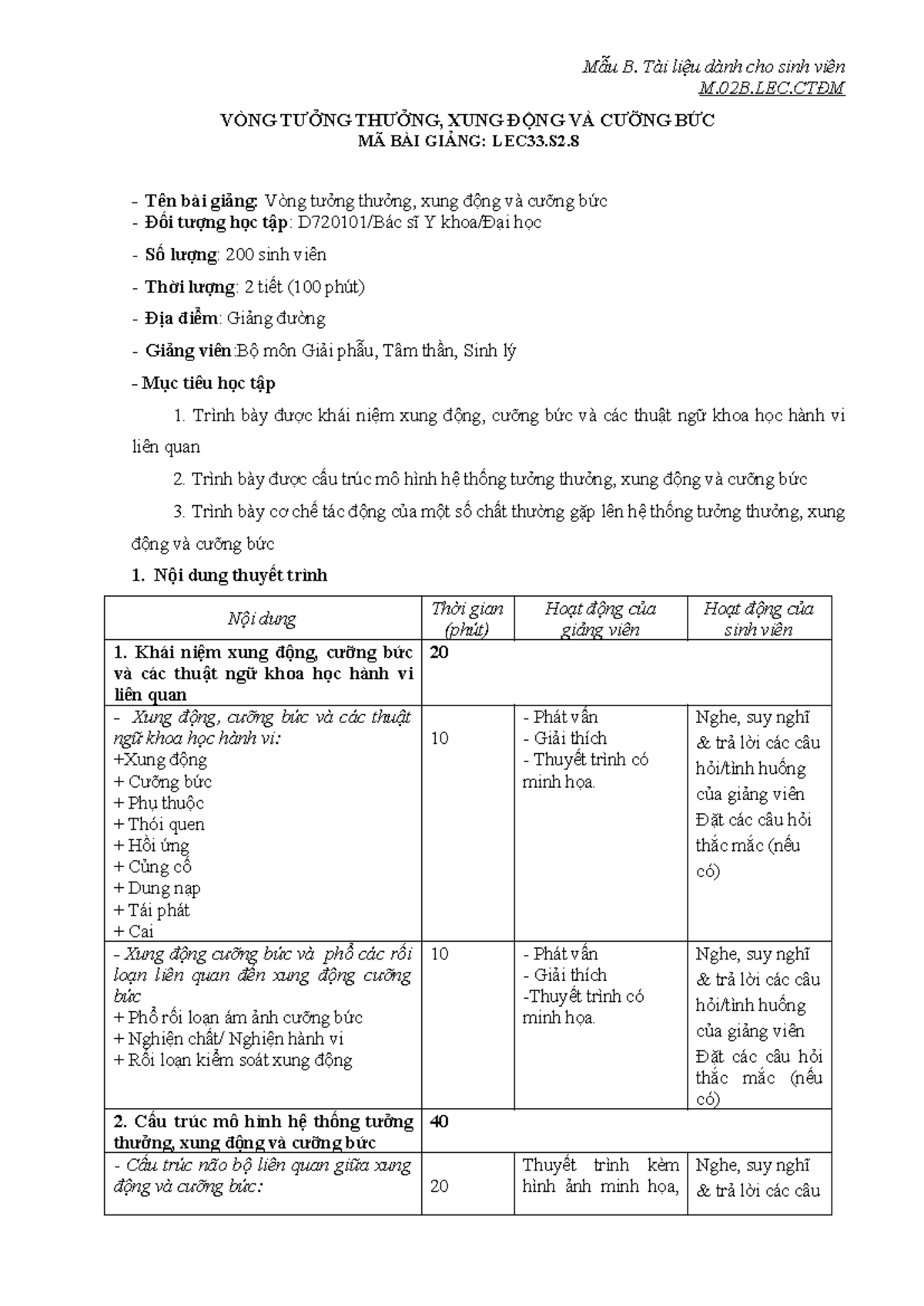 Vòng Tưởng Thưởng, Xung Động và Cưỡng Bức - LEC33.S2.8 Tài Liệu Sinh ...