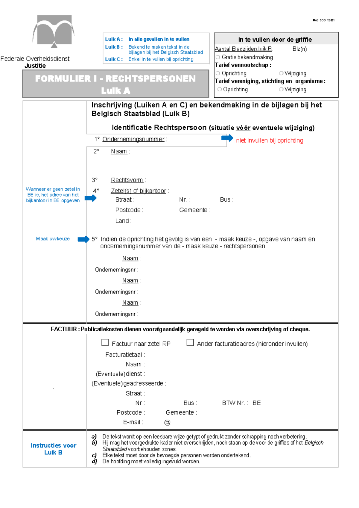Mod DOC 19.01 Formulier I Rechtspersonen - Instructies en Voorwaarden - Studocu