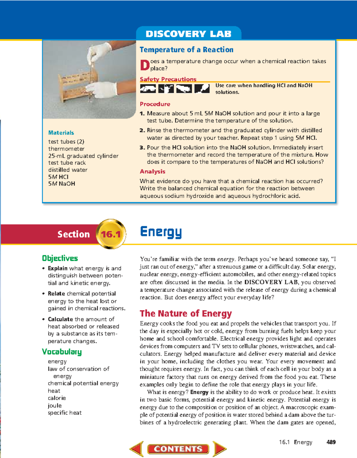 Chapter 16 Energy and Chemical Change: Discovery Lab on Reaction ...
