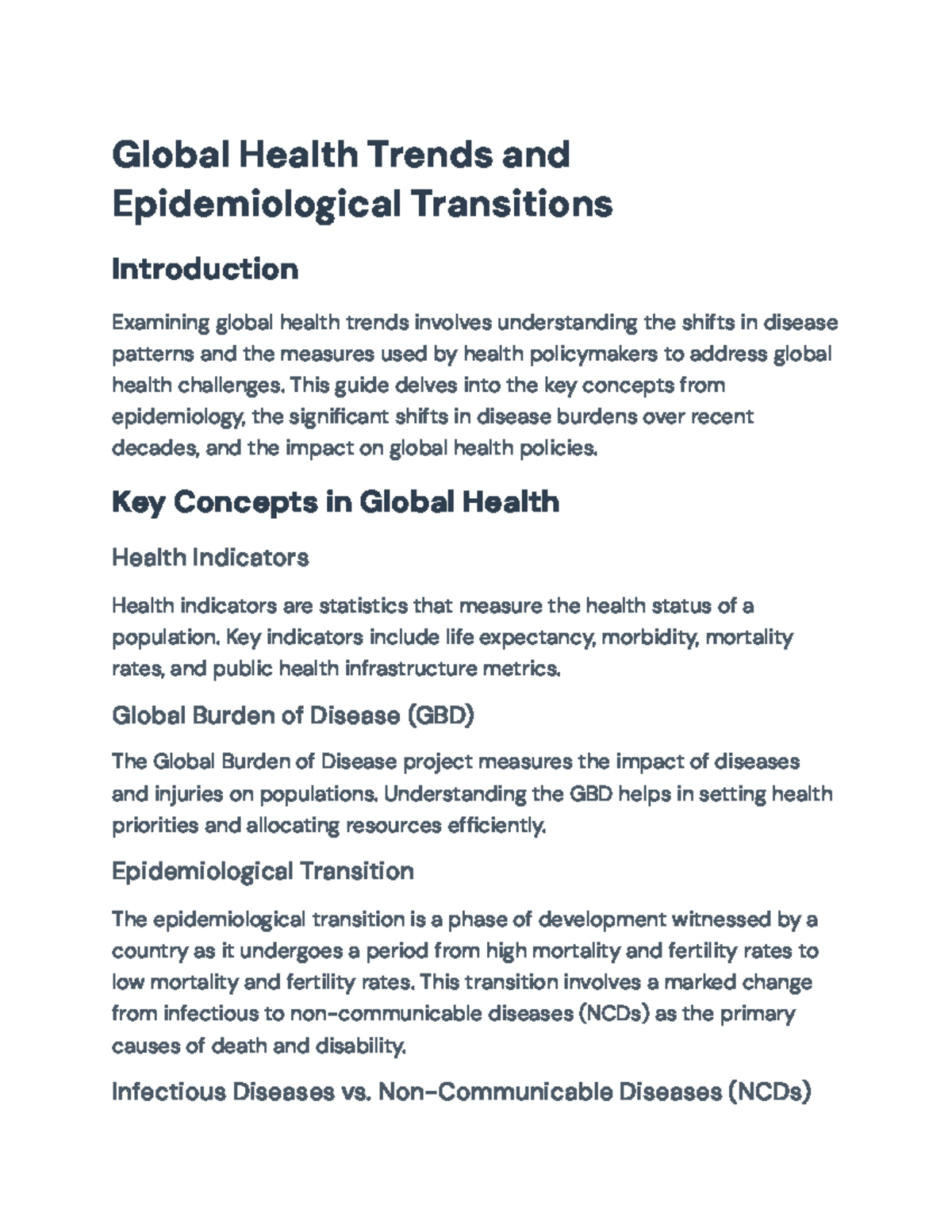 Global Health Trends & Epidemiological Transitions: A Comprehensive ...