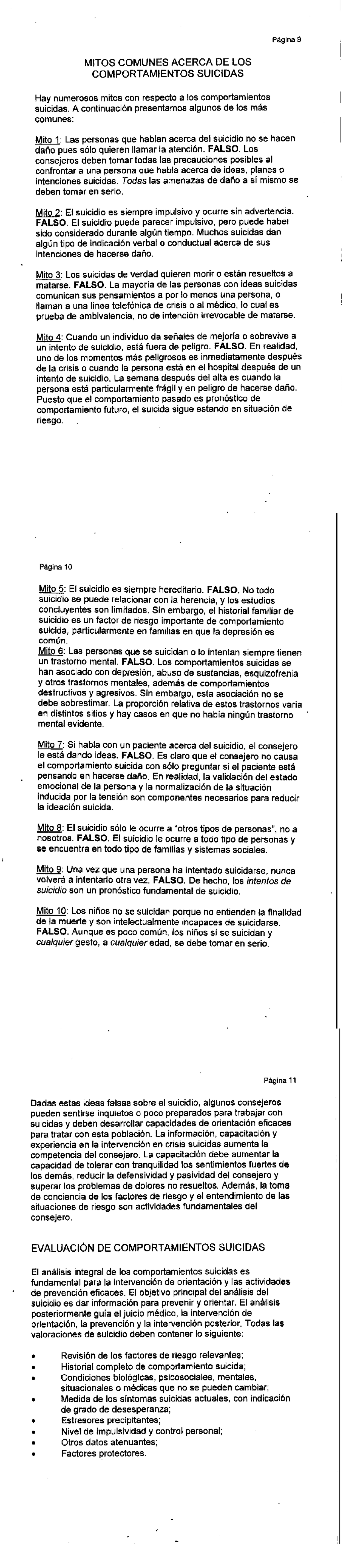 Mitos Comunes sobre Comportamientos Suicidas: Análisis y Evaluación ...