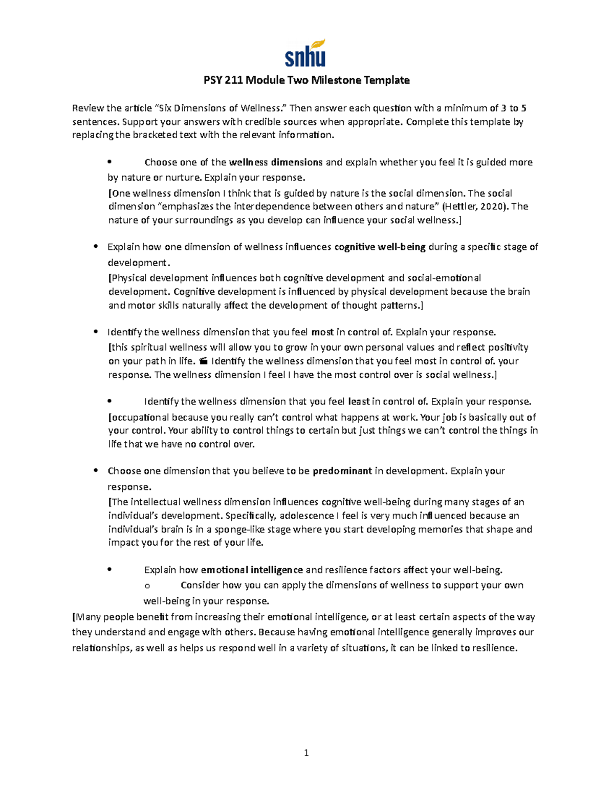 PSY 211 Module Two Milestone complete - PSY 211 Module Two Milestone Template Review the article ...