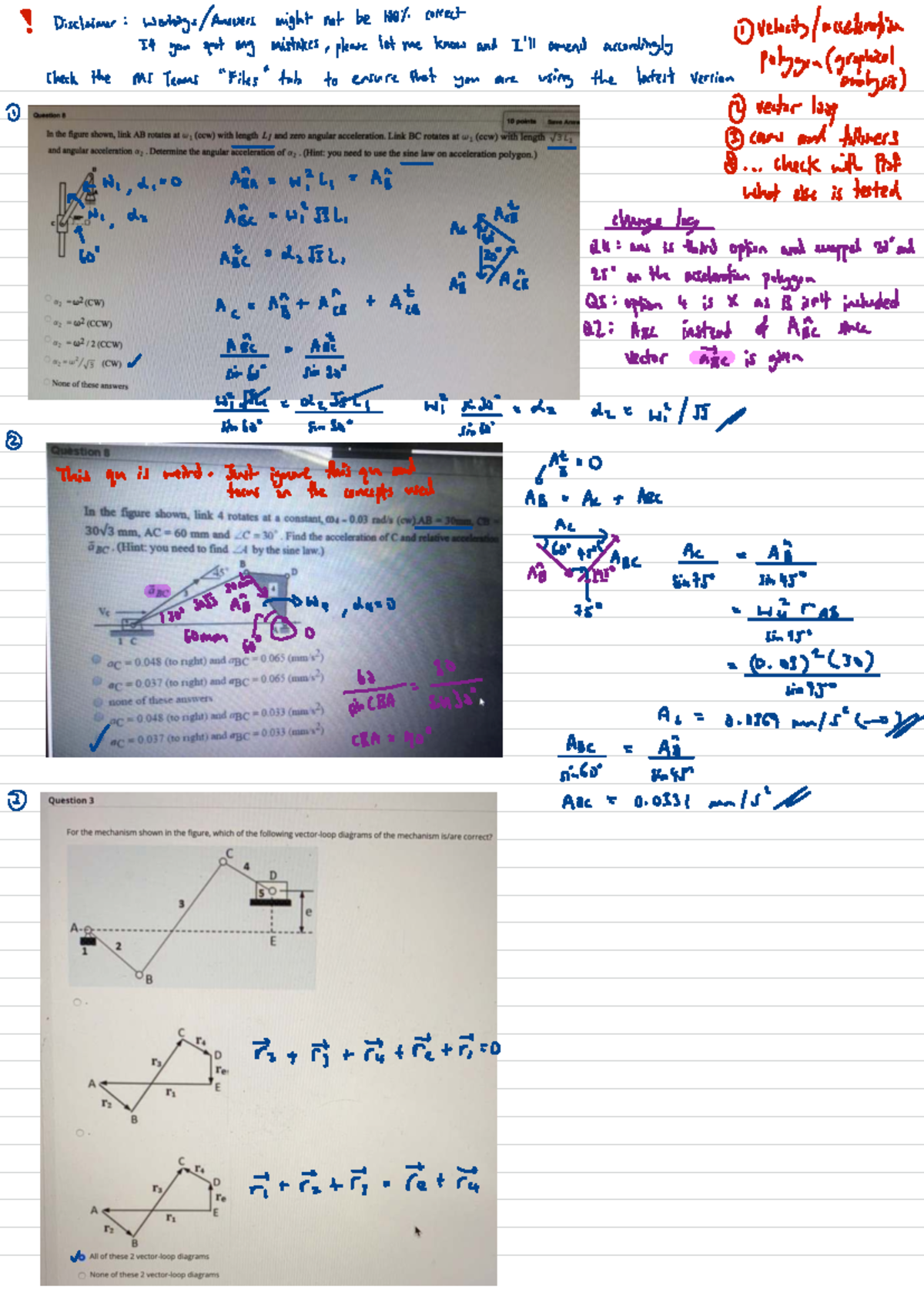 CA2 Revision Solutions - Acceleration and Velocity Concepts - Studocu
