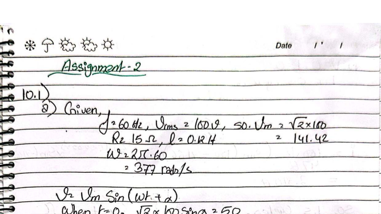 Assignment 2 - Electrical Engineering Concepts and Calculations - Studocu