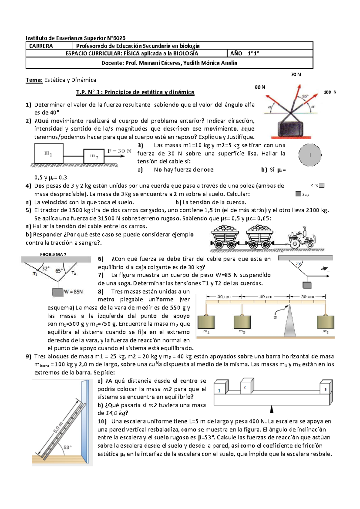TP 2 - Estática y Dinámica en Física Aplicada a Biología - Studocu