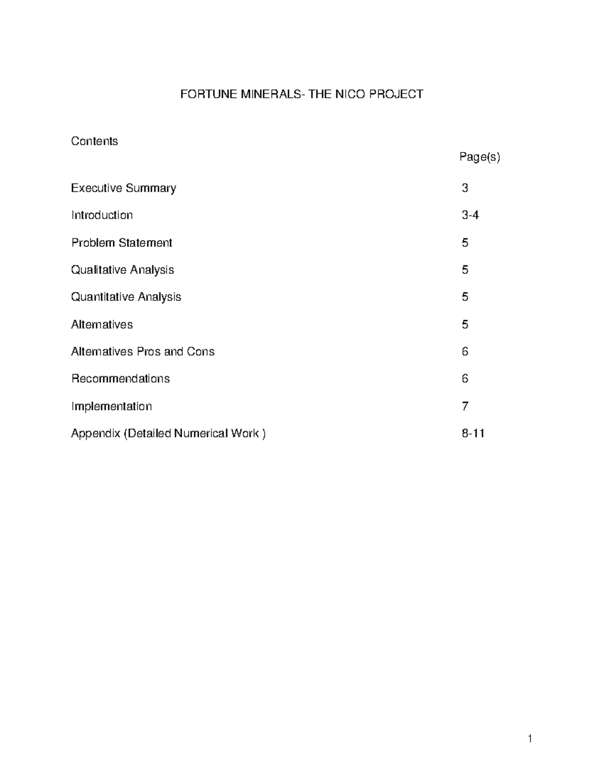 Fortune Minerals NICO Project: Comprehensive Case Study Analysis - Studocu
