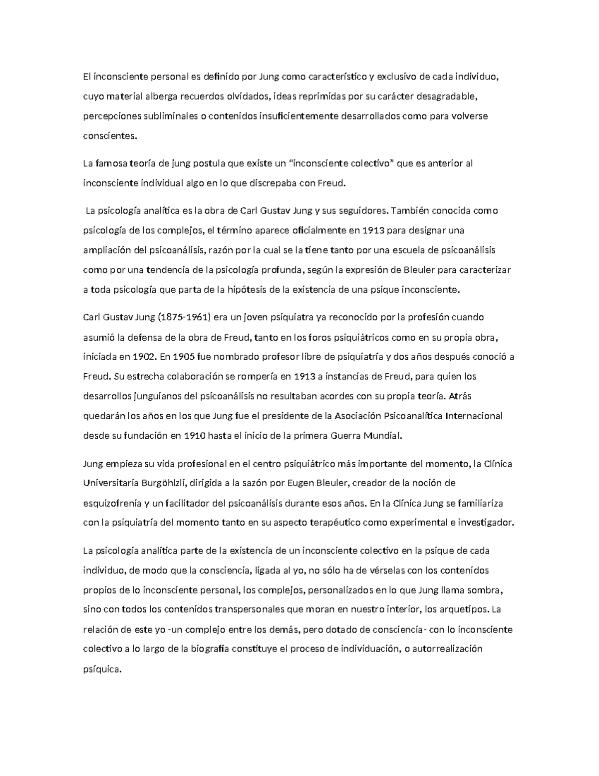La teoria analitica de jung - El inconsciente personal es definido por ...