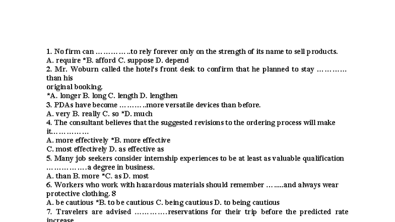 ENG 1 2 2021 - Grammar and Language Proficiency Practice Questions ...