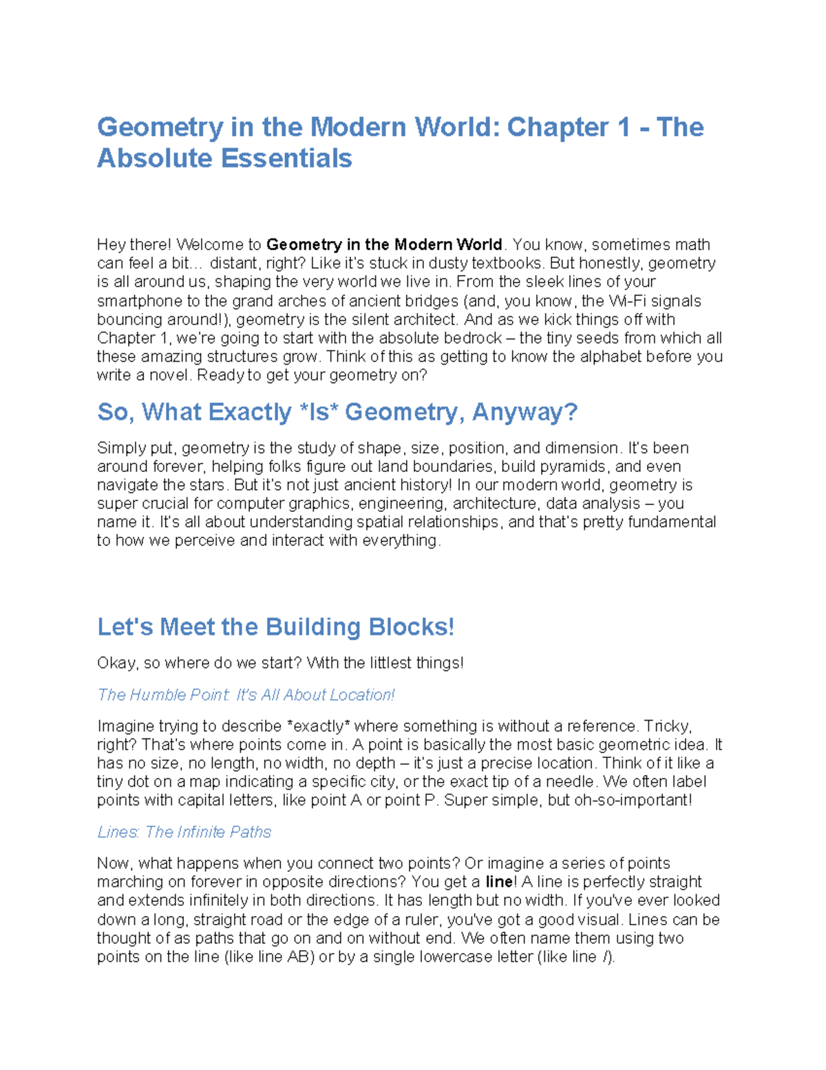Geometry in the Modern World: Chapter 1 - The Essentials - Studocu