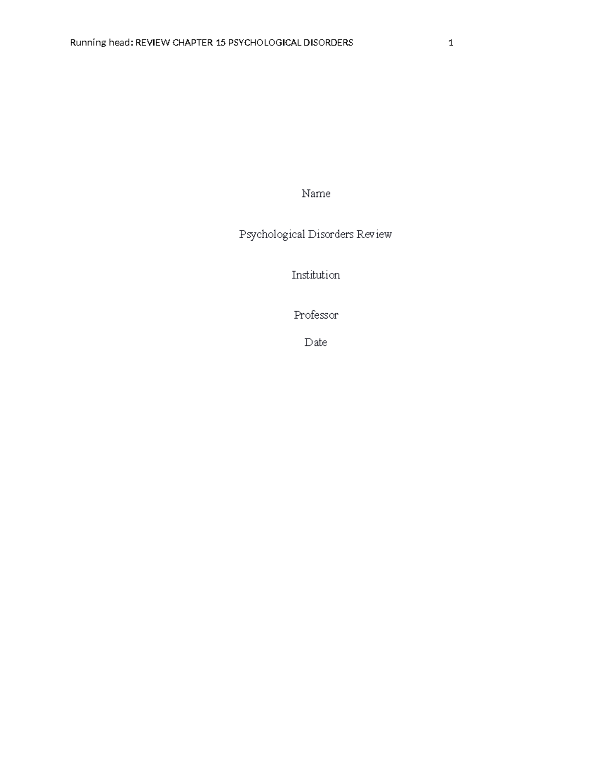 Chapter 15 Review: Understanding Psychological Disorders - Studocu