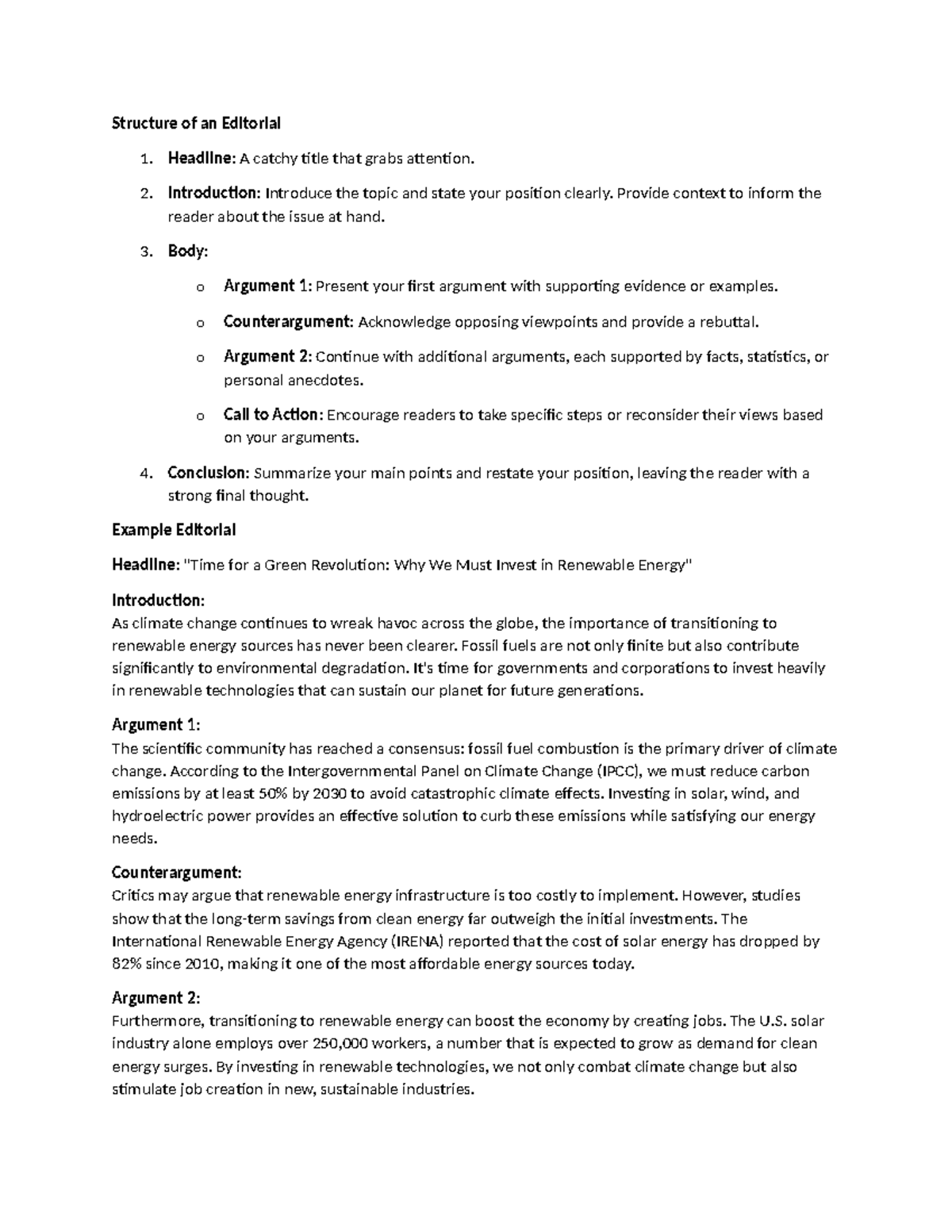 Structure of an Editorial: Crafting Persuasive Arguments - Studocu