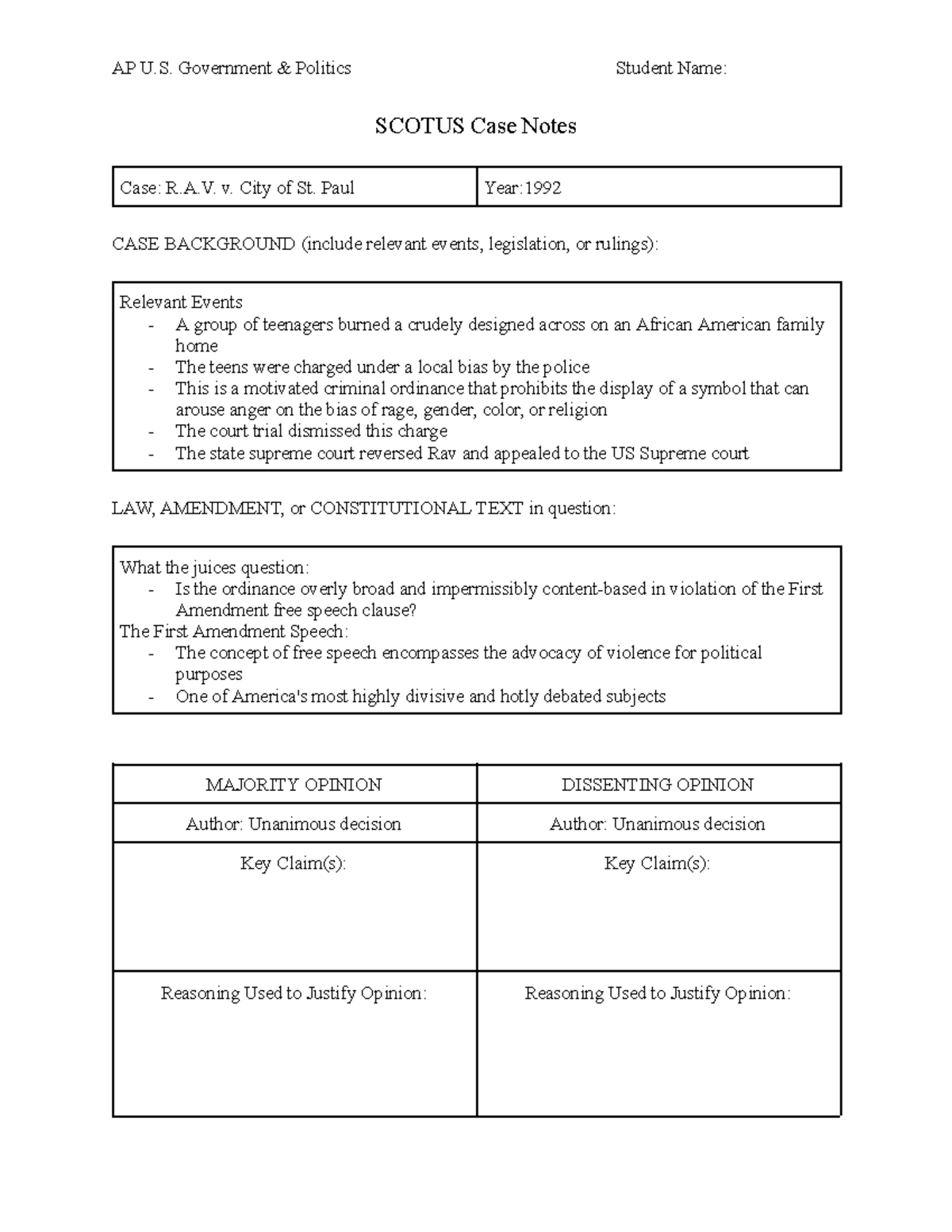Aubry Johnson - AP Government Case Notes E - AP U. Government ...