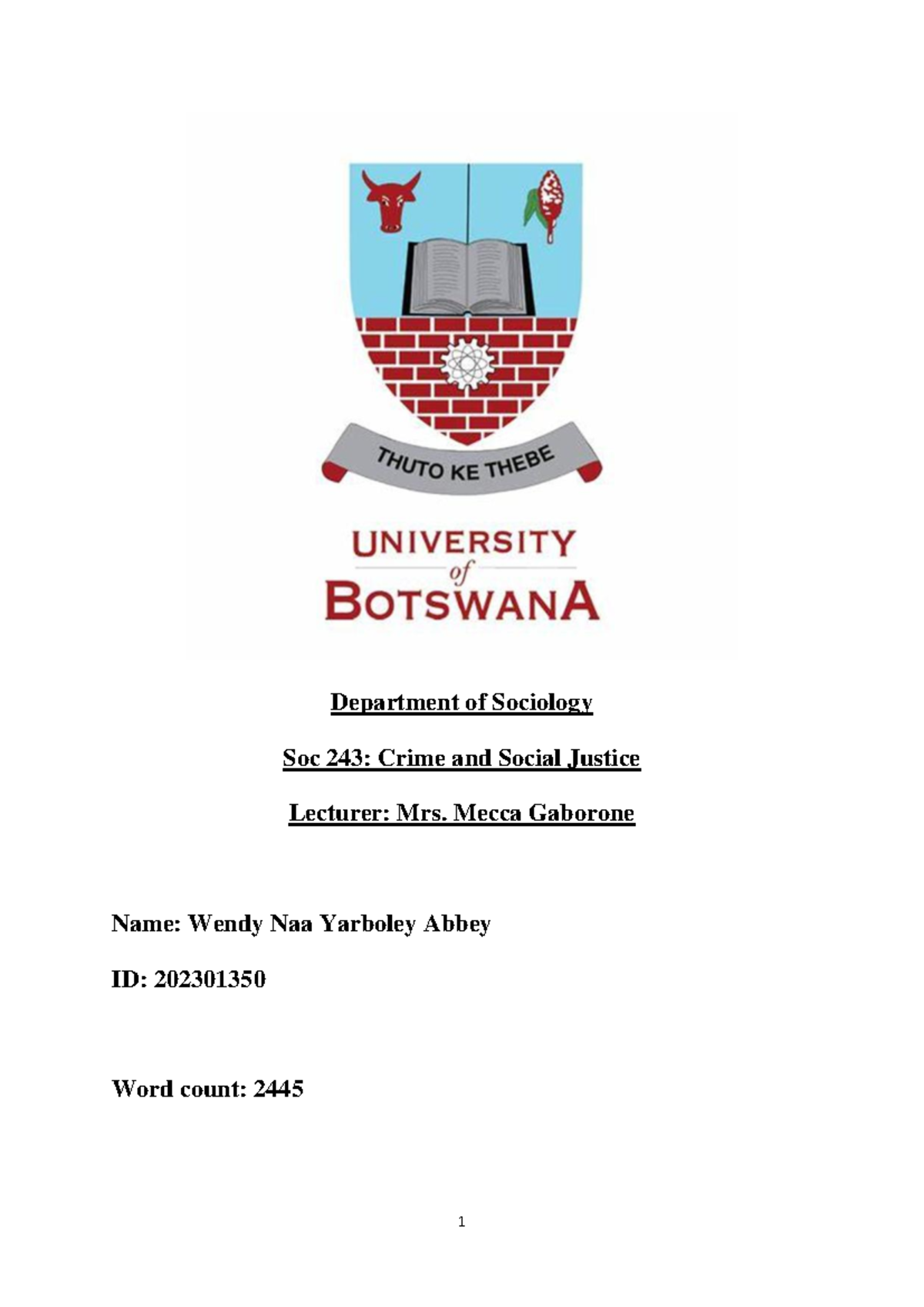 Soc 243: Understanding Rape and Social Justice in Botswana - Studocu