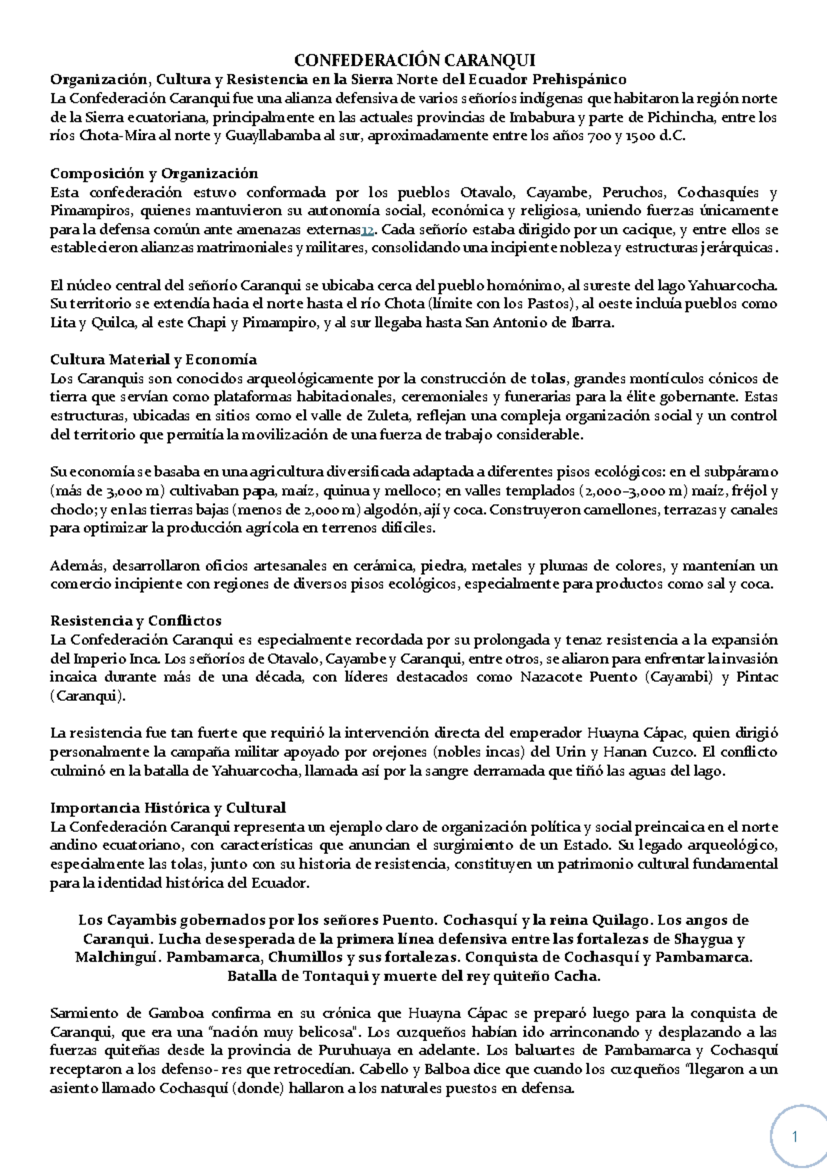 Gg - Historia: La Confederación Caranqui y su Resistencia ante los ...