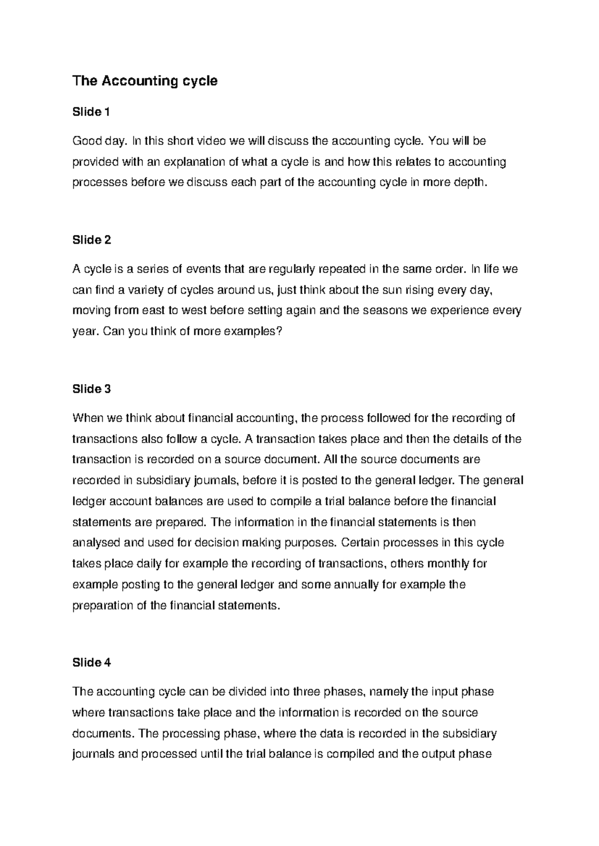 Accounting Cycle Overview - Important Steps & Phases Explained - Studocu