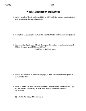 CHEM LAB EXP 14 PRE LAB - EXP 14 PRE LAB AND ASA - Experiment 14: Heat Effects and Calorimetry ...
