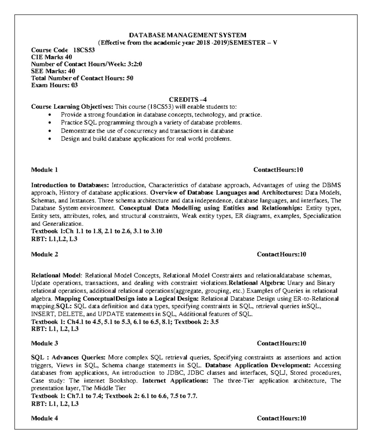 DBMS Notes (18CS53) - Comprehensive Study Guide for CIE & SEE - Studocu