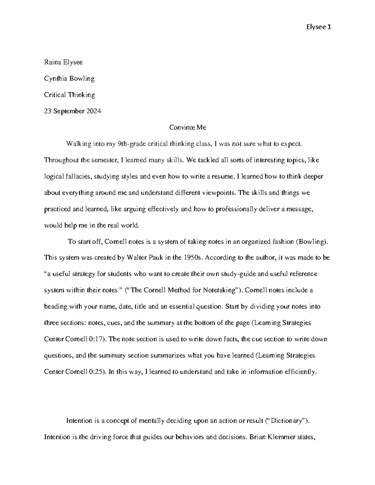 Critical Thinking Reflection: Skills and Insights (CT 101) - Studocu