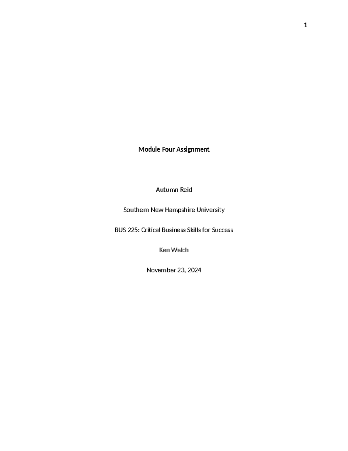 Soomo BUS225 Module Four Assignment - Module Four Assignment Autumn ...