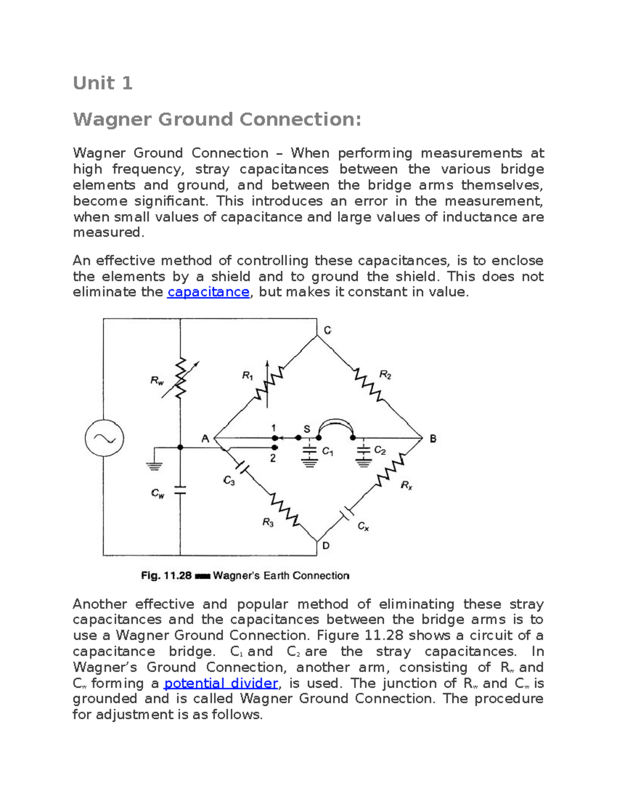 Unit 1: Wagner Ground Connection & Transducer Overview - Studocu