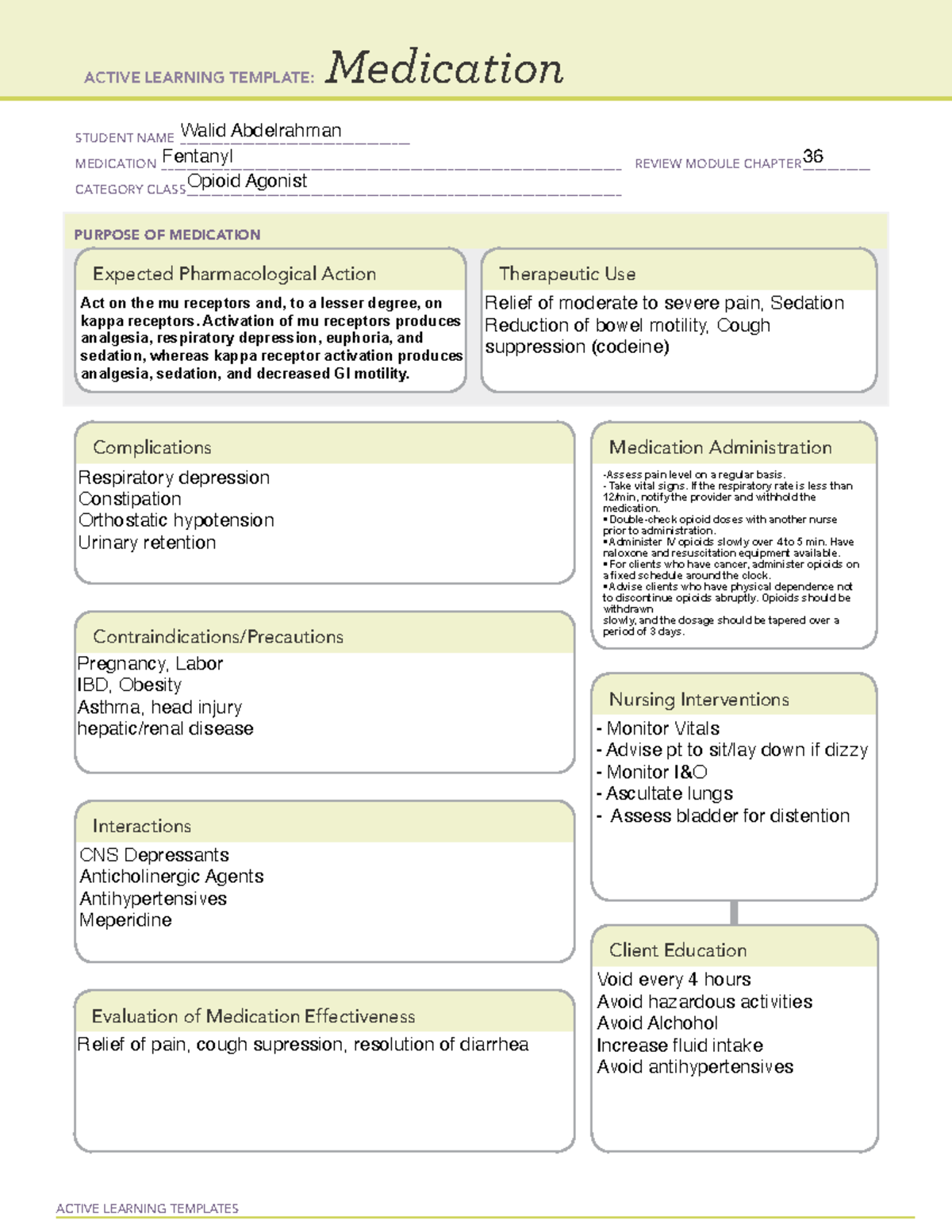 Medication Fentanyl - jkk - ACTIVE LEARNING TEMPLATES Medication ...