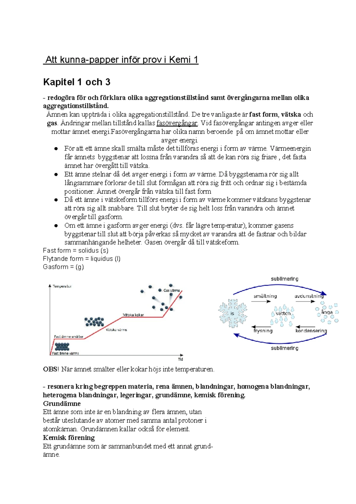 Att kunna inför kursprovet i Kemi 2 - Instuderingsfrågor - Att kunna ...