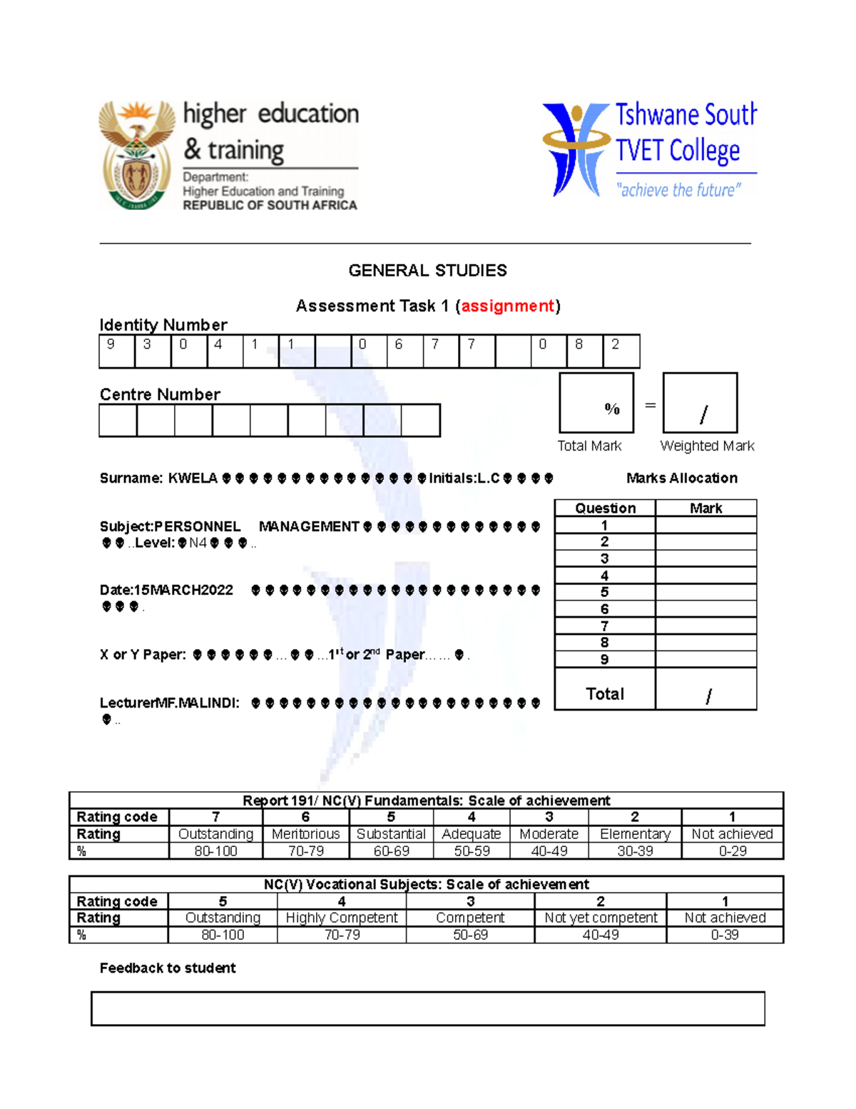 **Personnel Management N4 - Assessment Task 1 (Assignment) Notes ...