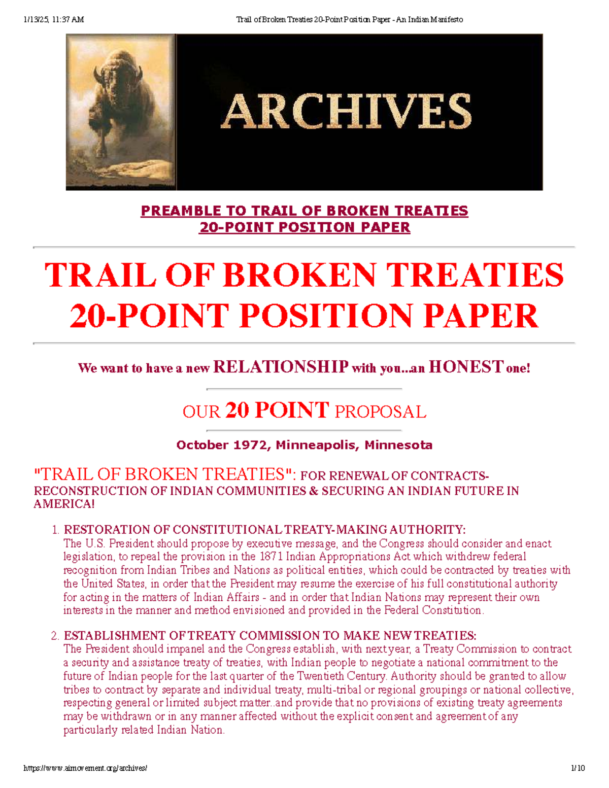 Trail of Broken Treaties 20-Point Position Paper - An Indian Manifesto ...