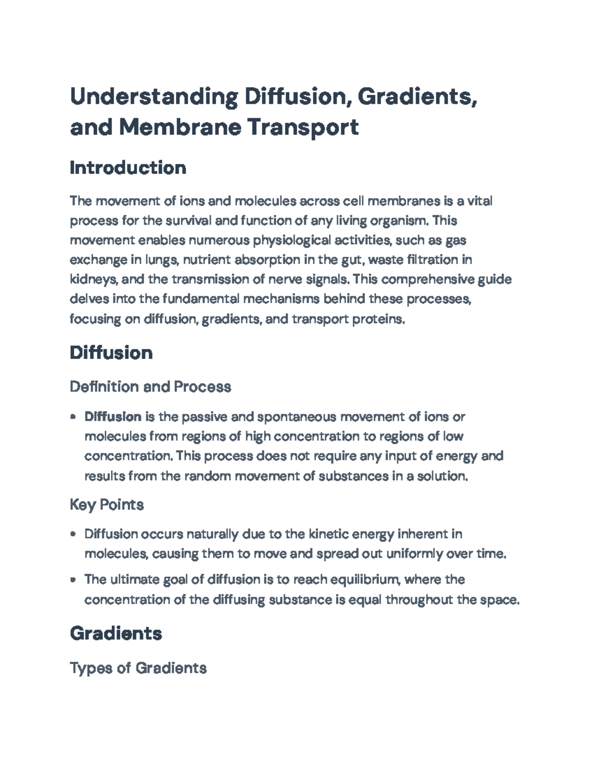 Understanding Diffusion, Gradients, and Membrane Transport (Biology 101) - Understanding ...