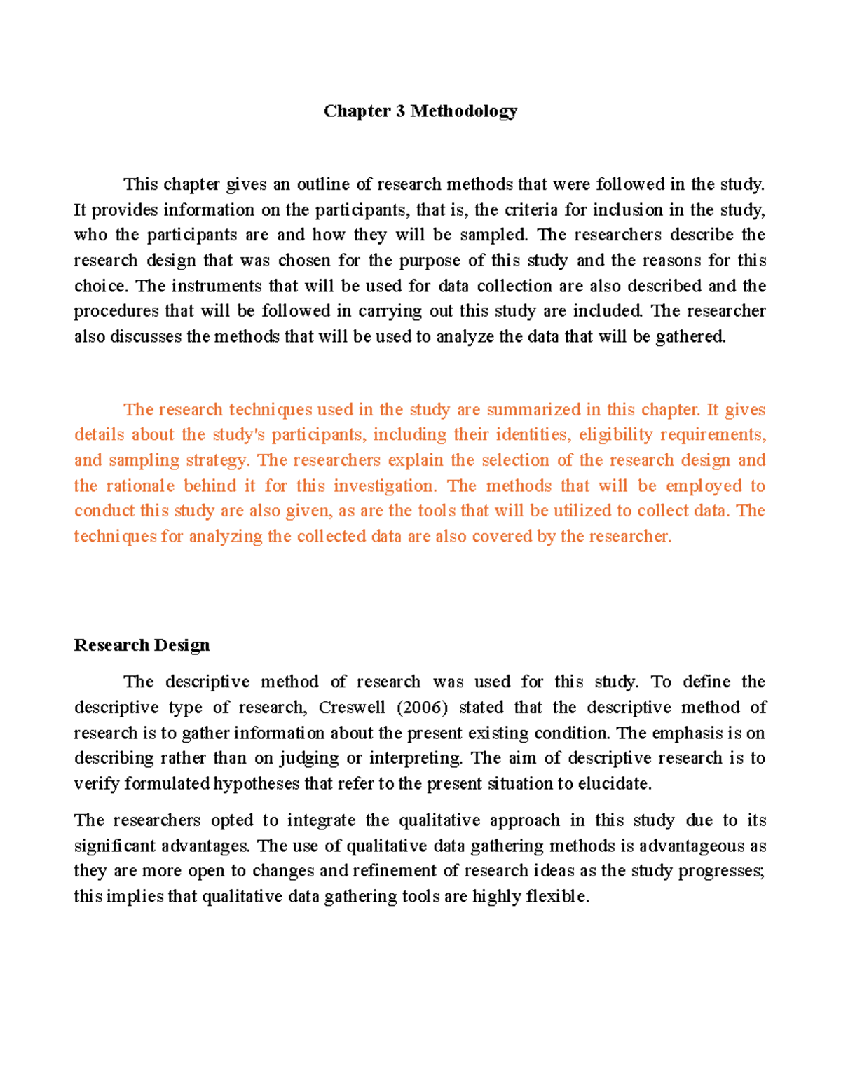 Chapter 3 Methodology: Research Design & Ethical Considerations - Studocu