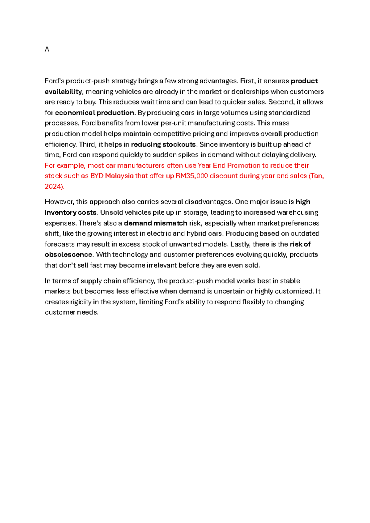 Ford Supply Chain Strategies: Balancing Production & Demand - Studocu