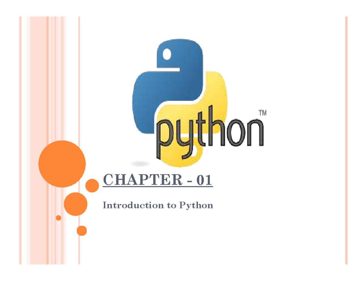 CHAPTER 01: Introduction to Python Programming Essentials - Studocu