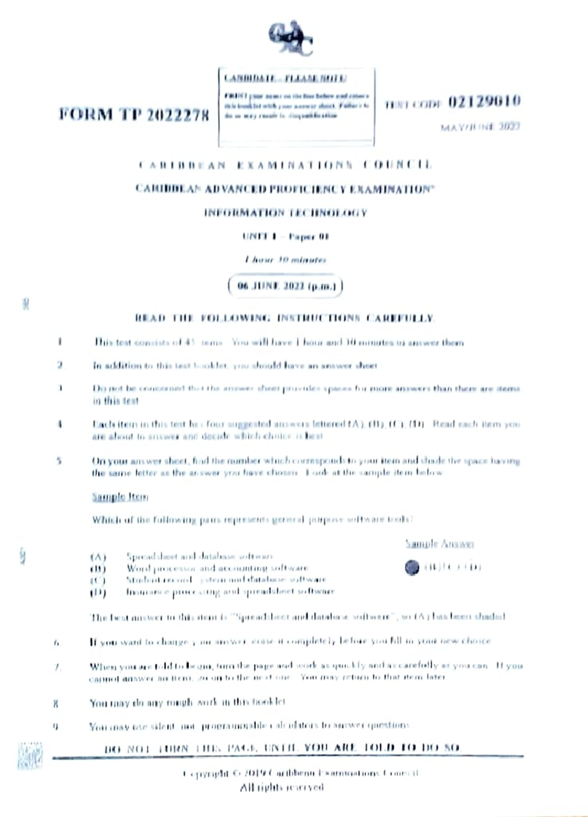 CAPE Information Technology U1 P1 2023 Exam Review Guide - Studocu