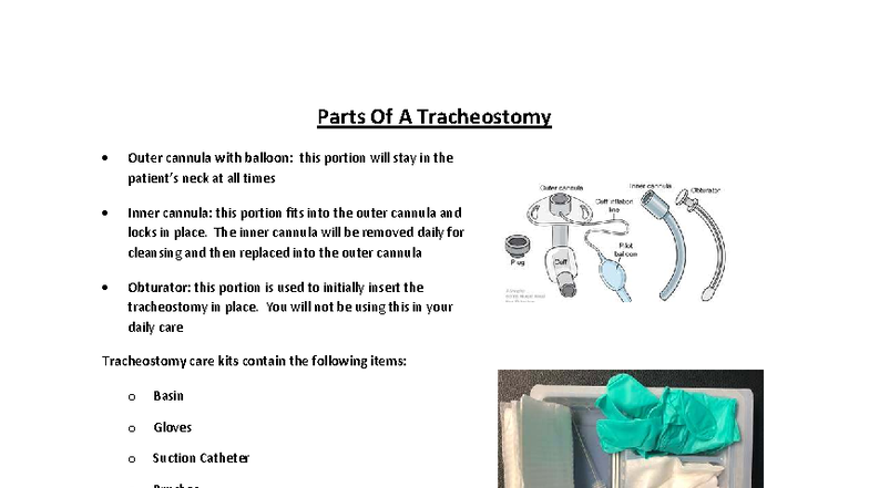 Tracheostomy Care Procedures and Equipment Guide - Studocu