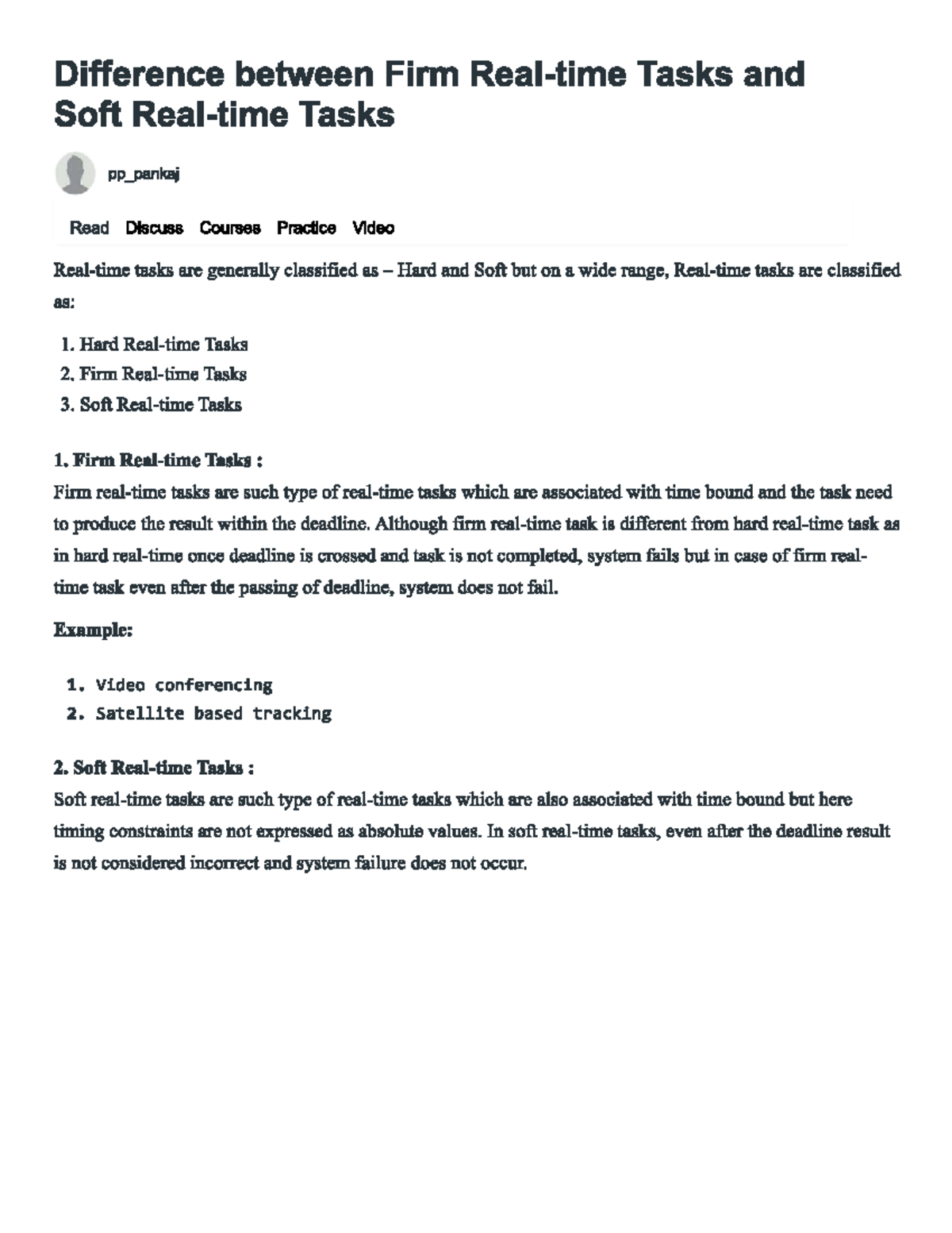 Difference Between Firm and Soft Tasks in RTOS - Studocu
