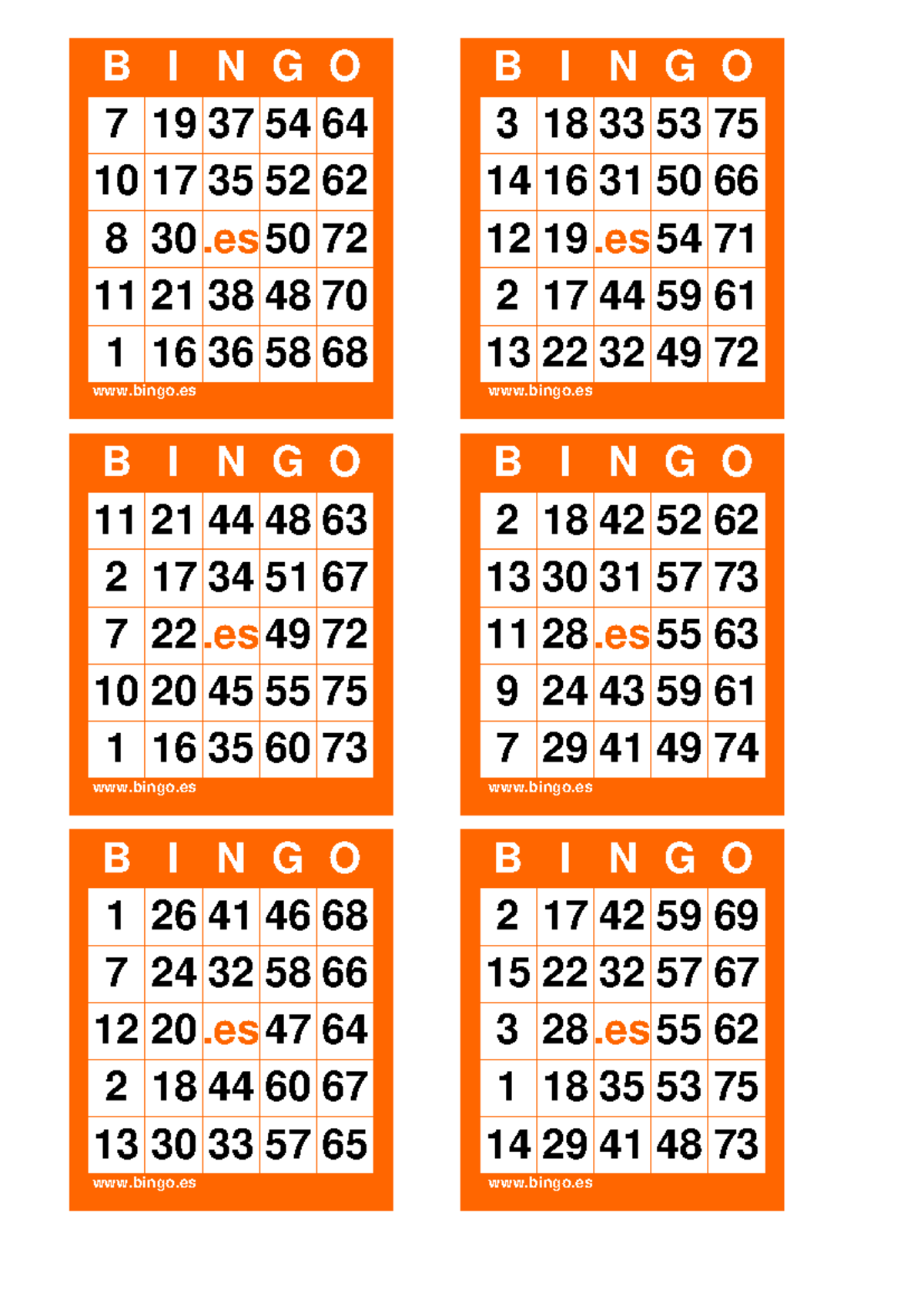 B I N G O Number Games - DE Numeros-1 Activities - Studocu