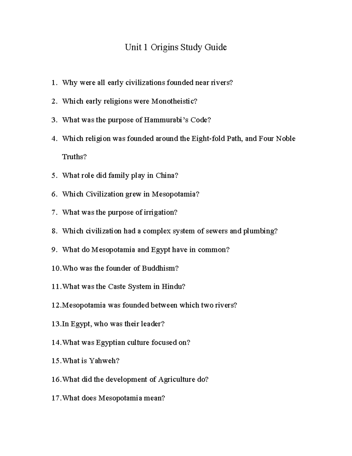 Unit 1 Origins Study Guide: Key Questions & Concepts - Studocu