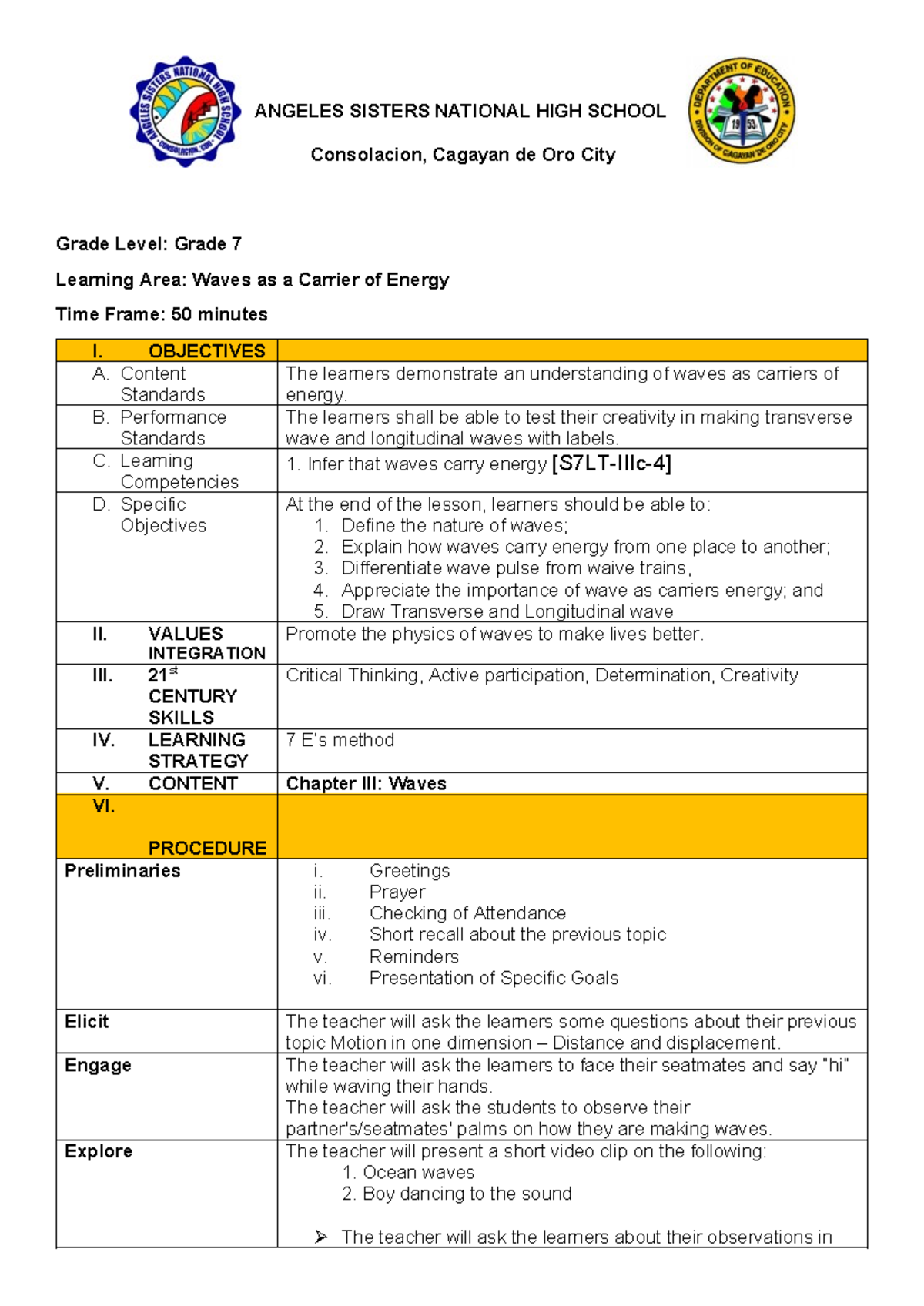 Waves as Energy Carriers: Grade 7 Science Chapter Study Guide - Studocu