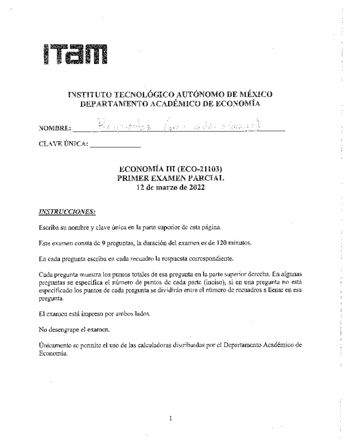 ECO-21103 202201 P1 S - Respuestas del Primer Examen Parcial - Studocu
