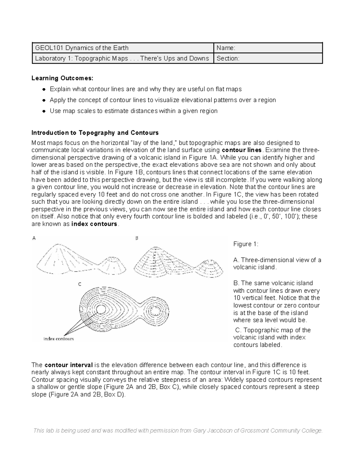 GEOL101 - Lab 1 - Understanding Topographic Maps & Their Applications ...
