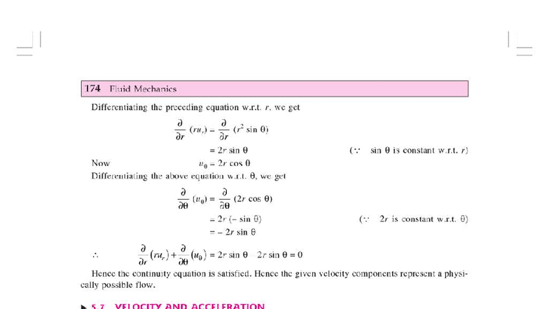 174 Fluid Mechanics: Velocity and Acceleration Analysis - Studocu
