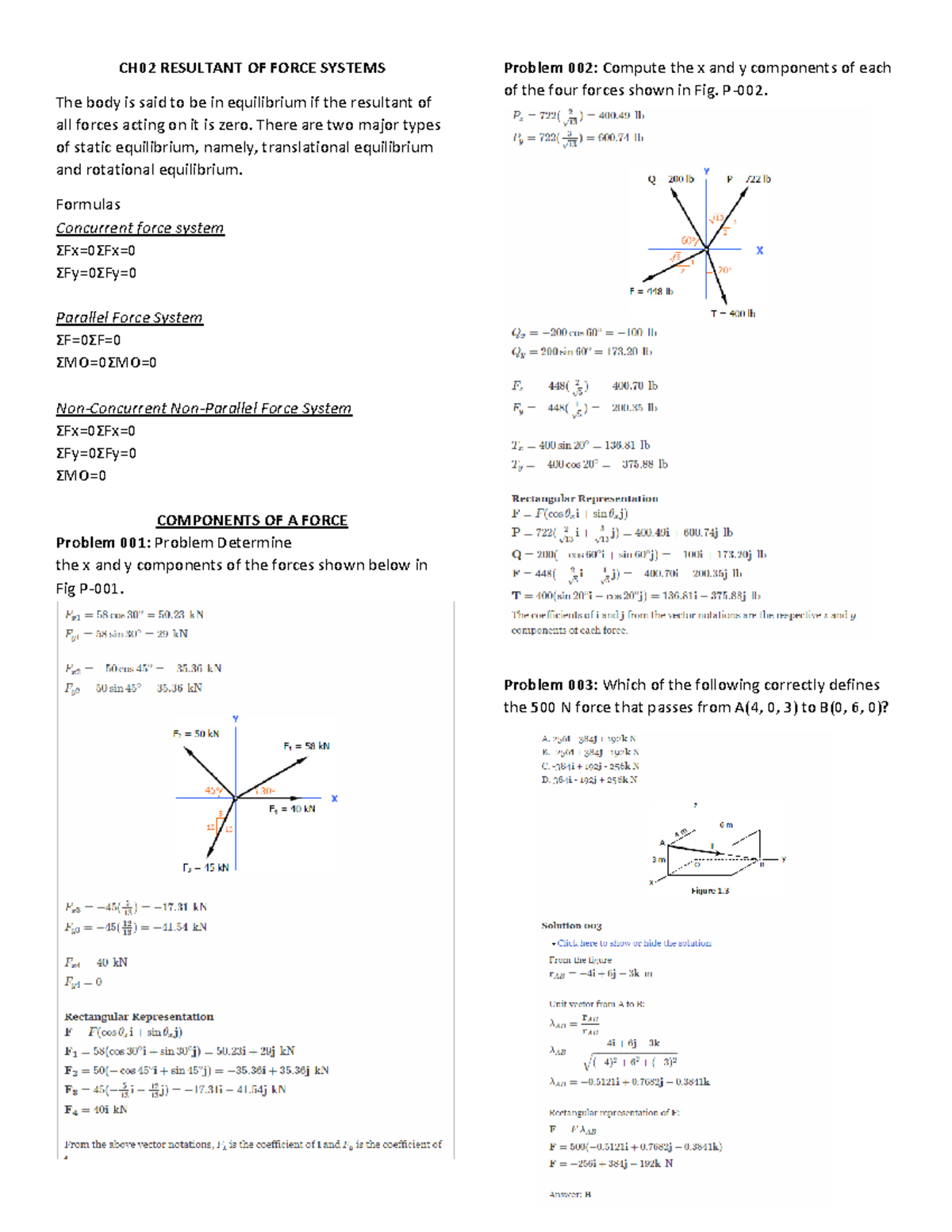 CH02 Resultant of Force Systems: Problems and Solutions - Studocu