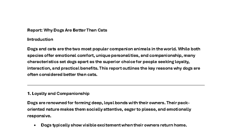 Assessment 2 Report: Why Dogs Are Superior Companions - Studocu