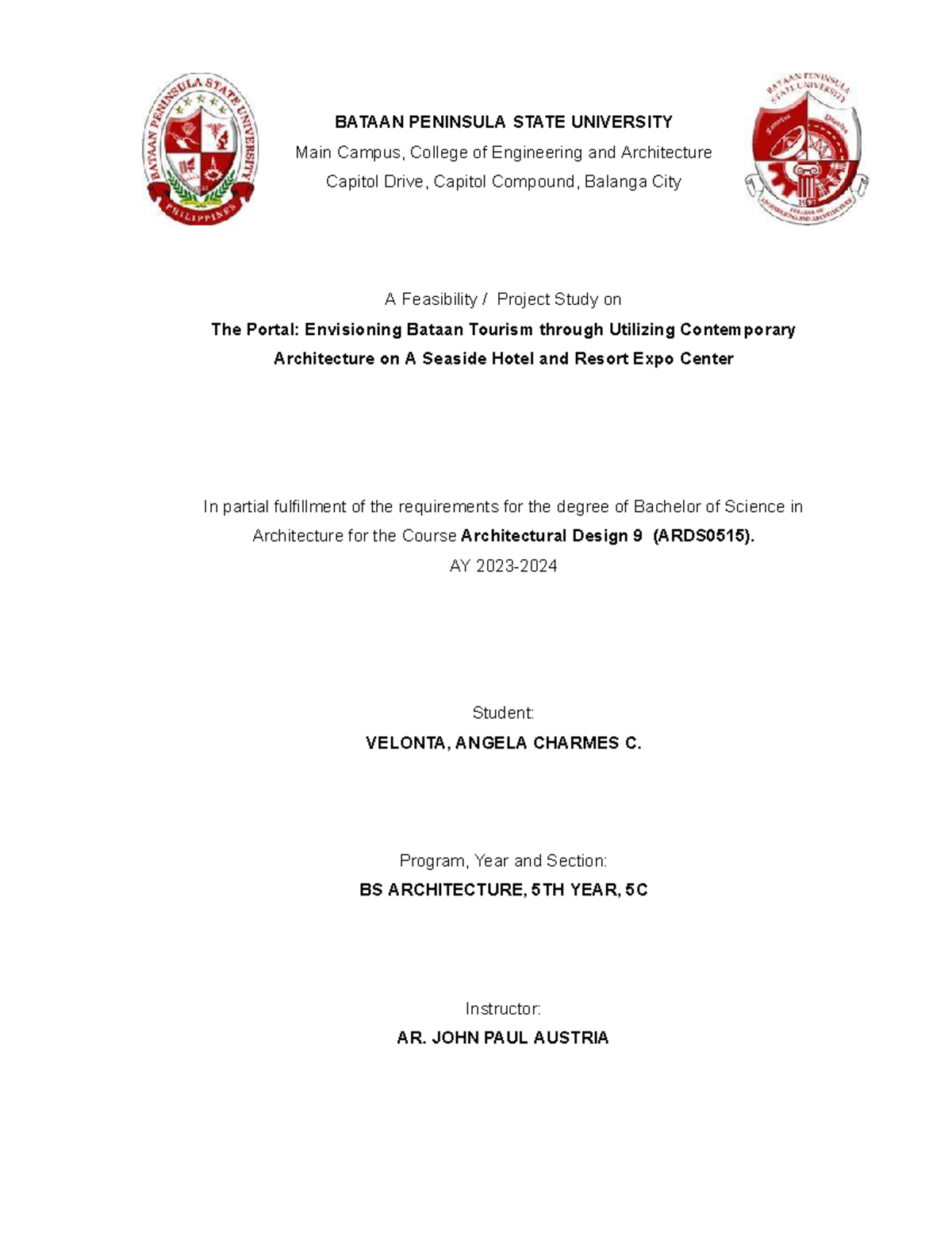 Architectural Thesis Chapter 3-BSAR5C - BATAAN PENINSULA STATE ...