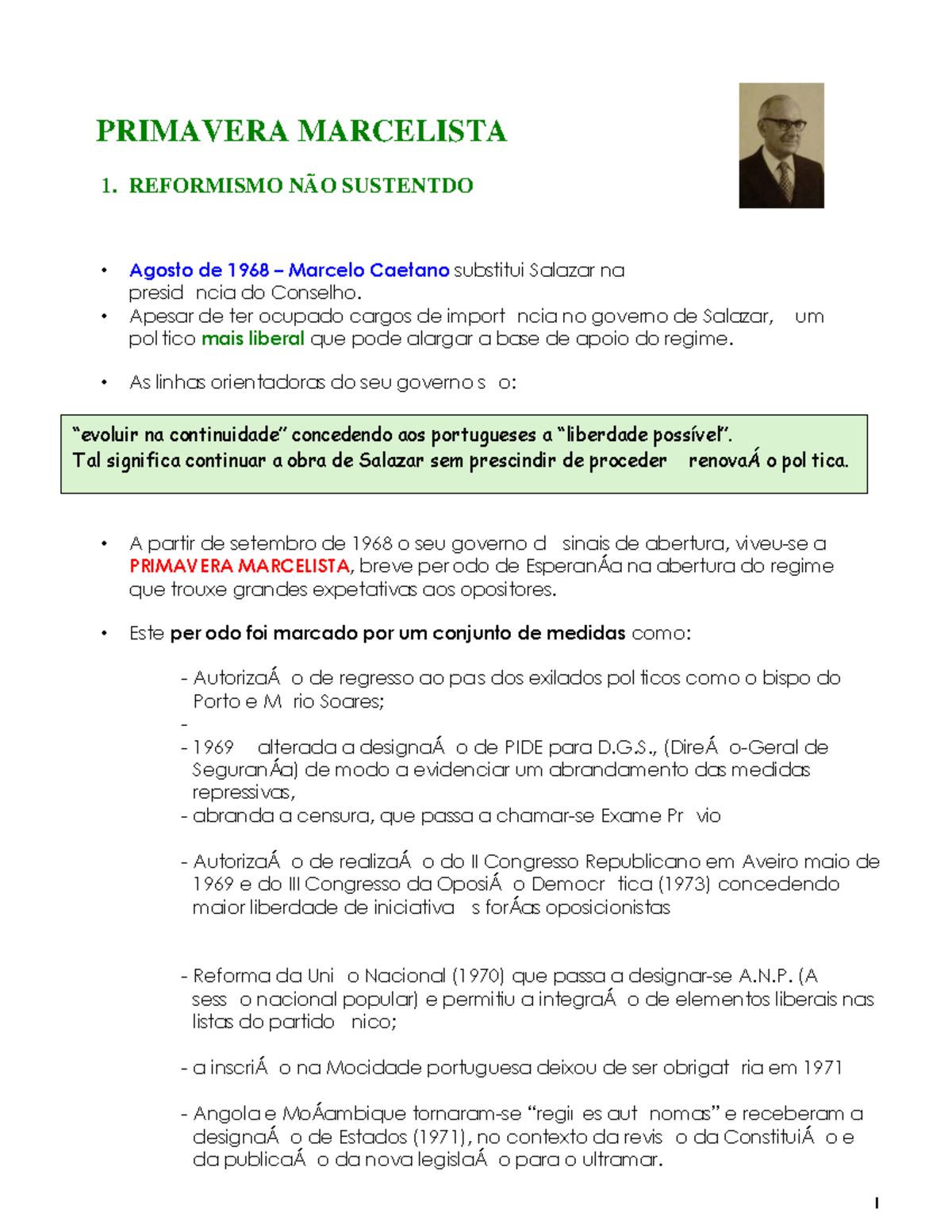 Primavera Marcelista e o Processo Revolucionário até 25 de Abril de ...
