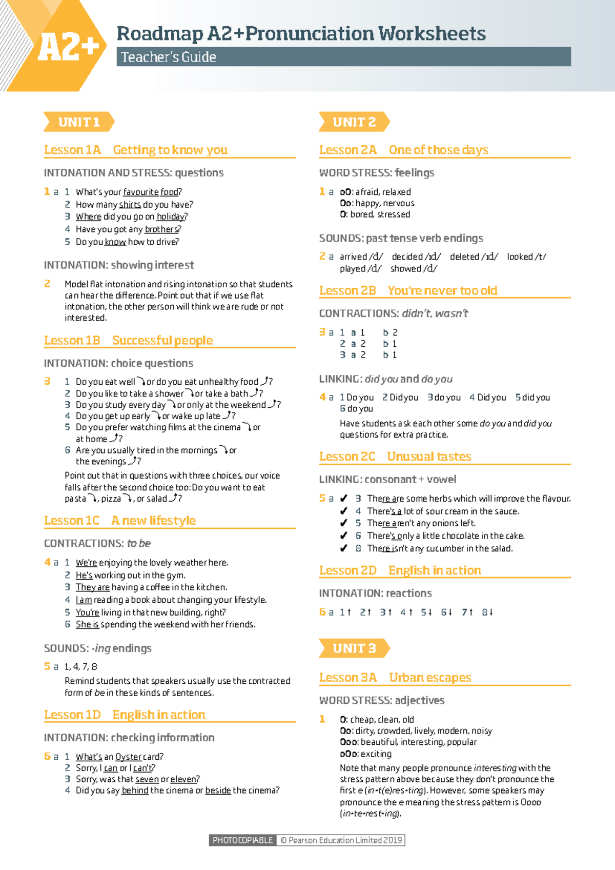 A2+ Pronunciation Resources: Teacher's Guide and Worksheets - Studocu