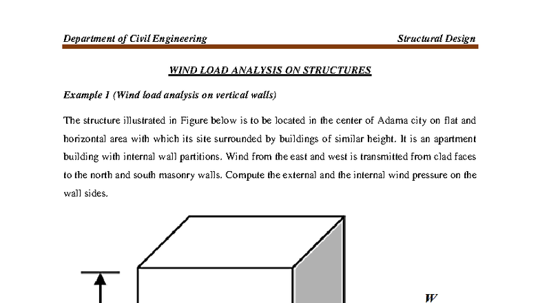 Wind Load Analysis on Structures (CIV 301) - Example 1 - Studocu